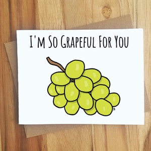 I'm so Grapeful for You Grape Pun Card / Handmade Greeting | Etsy
