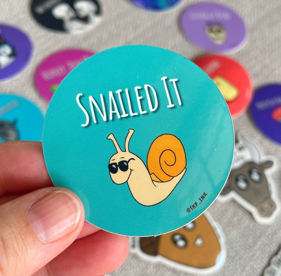 Snailed It Snail Pun 2 Inch Vinyl Sticker / Funny Cute Accessories ...