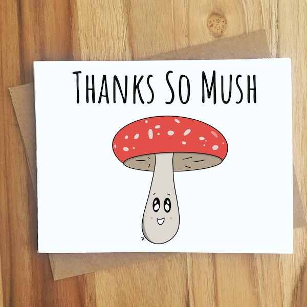 Mushroom Thank You Card Template - Etsy