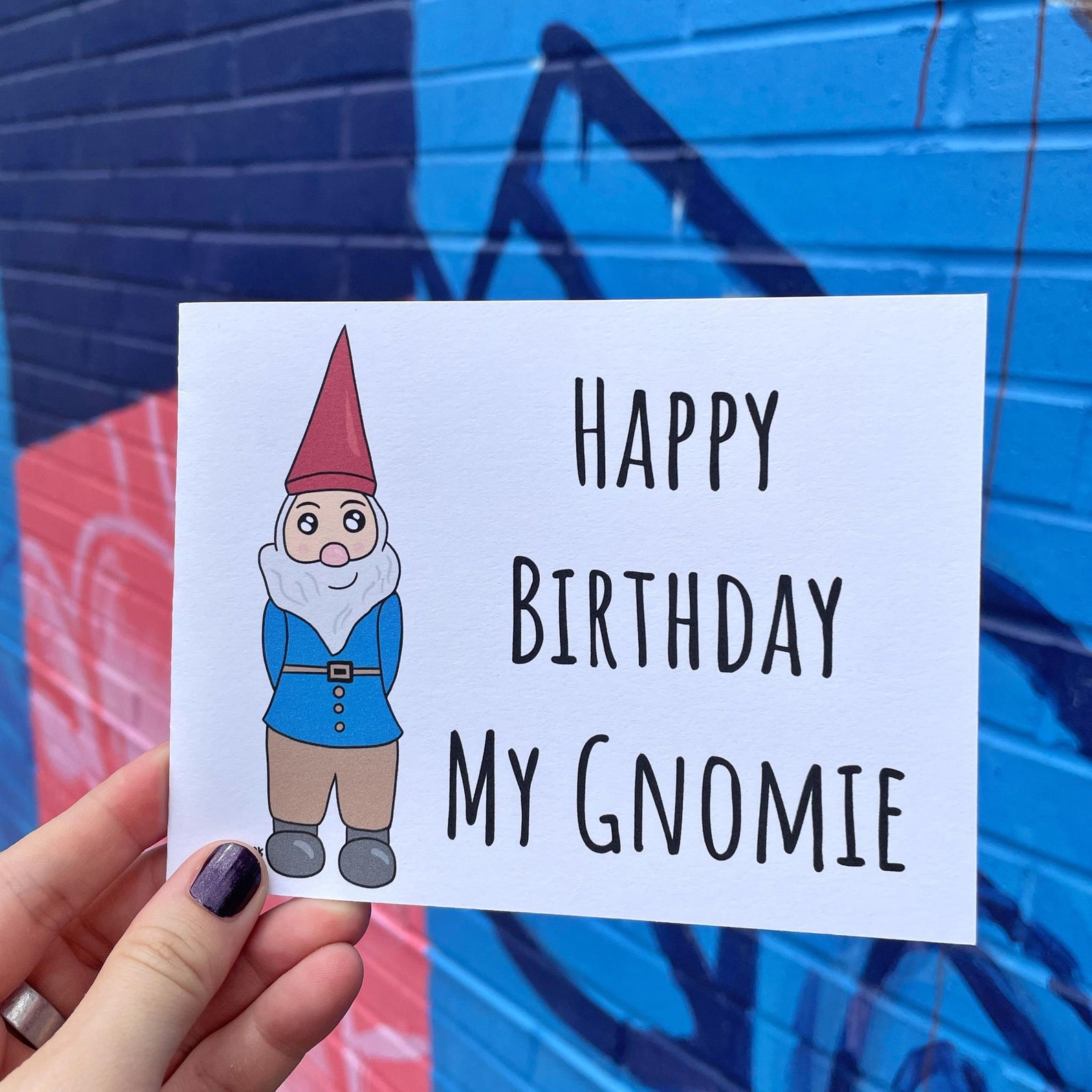 Happy Birthday My Gnomie Pun Greeting Card / Handmade Birthday - Etsy
