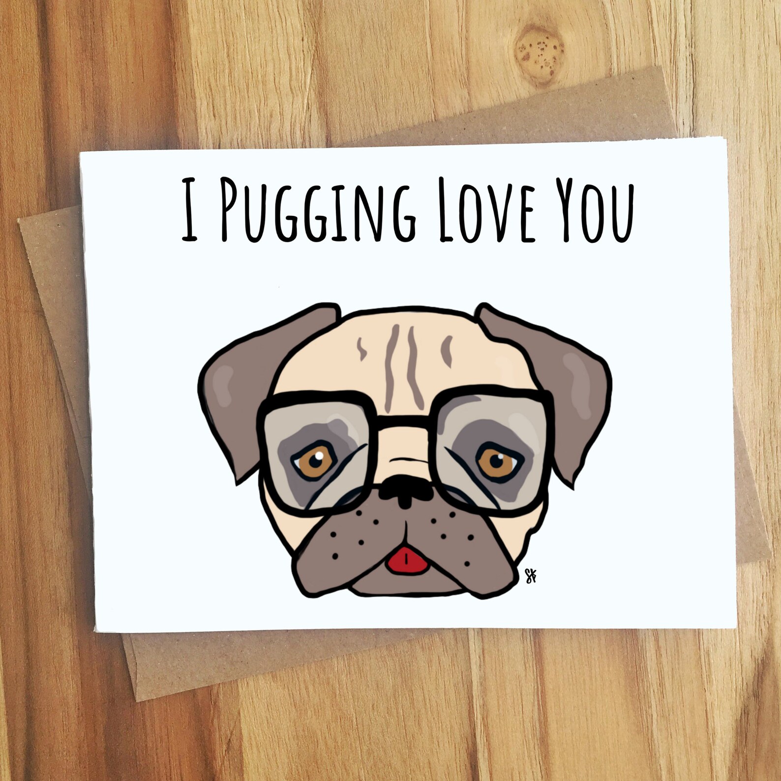 I Pugging Love You Pug Pun Greeting Card / Handmade Gift / | Etsy
