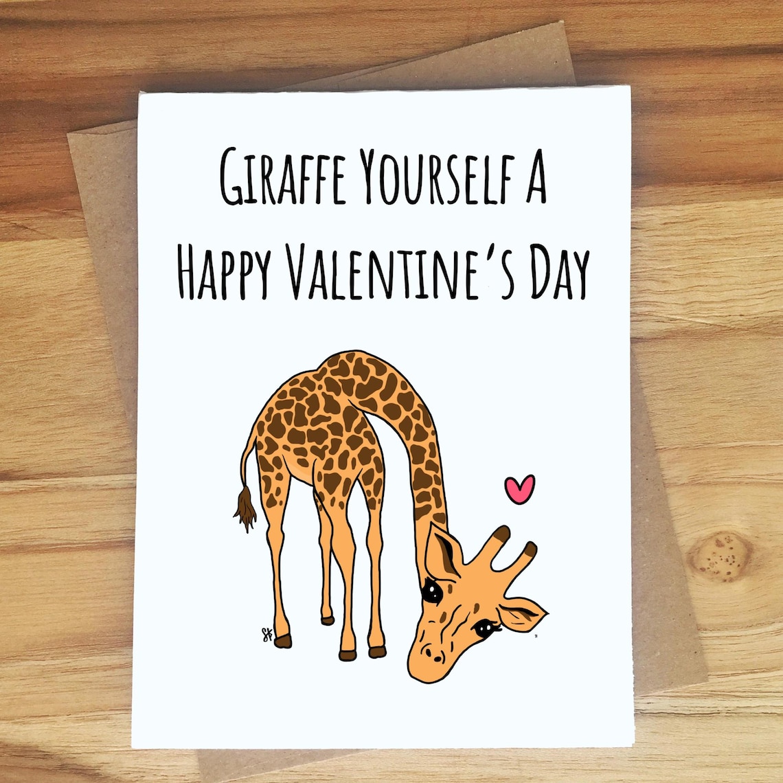 Giraffe Yourself A Happy Vday Giraffe Pun Card / Handmade Greeting Card ...