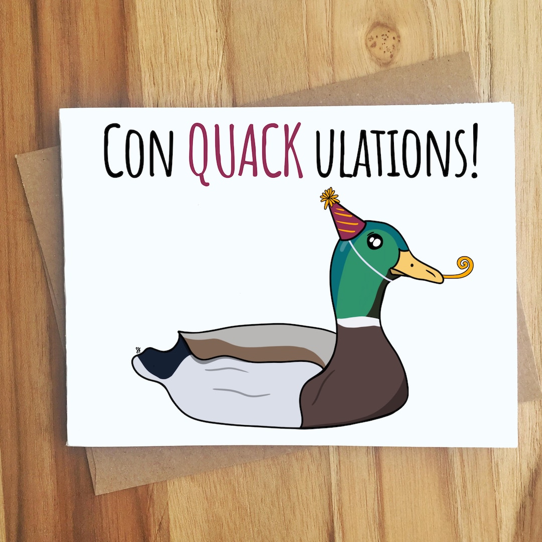 Conquackulations Duck Pun Greeting Card / Congrats Congratulations Note ...