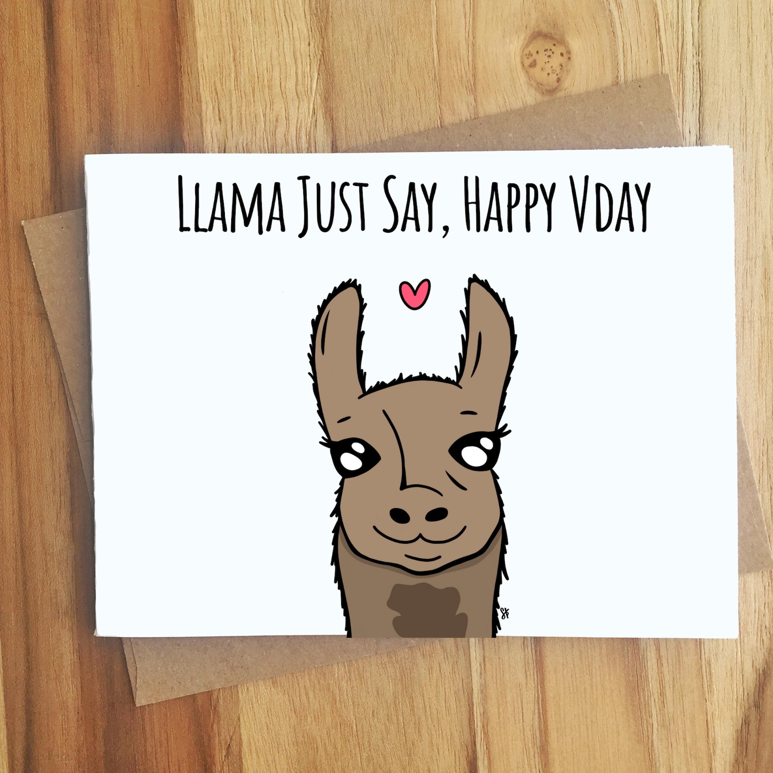Llama Just Say Happy Valentine's Day Llama Card / Handmade | Etsy