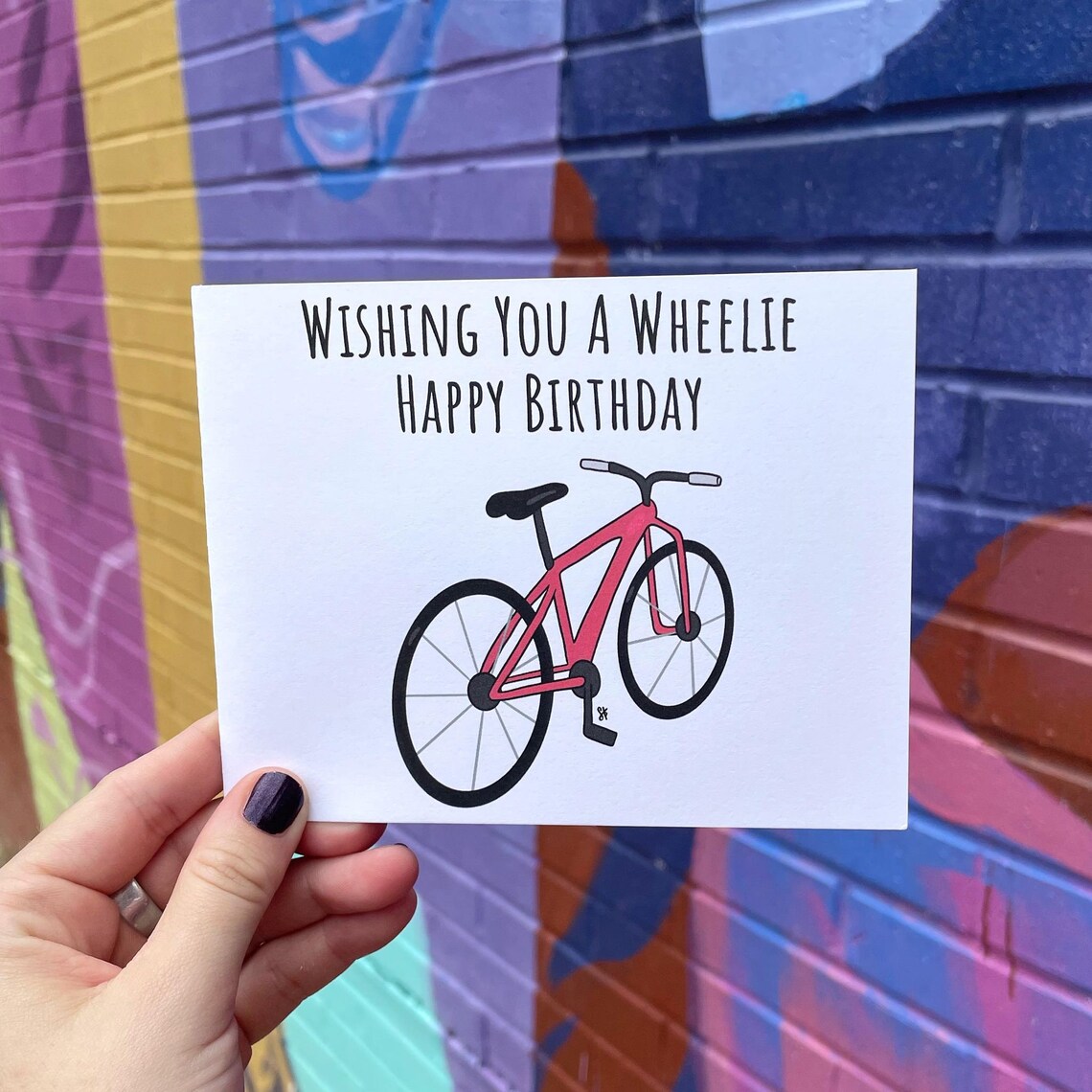 Wishing You A Wheelie Happy Birthday Bike Pun Greeting Card / - Etsy