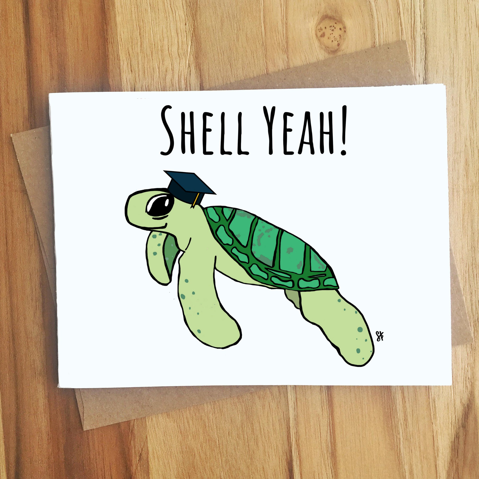 Shell Yeah Turtle Graduation Pun Card / Celebrate / Congrats | Etsy