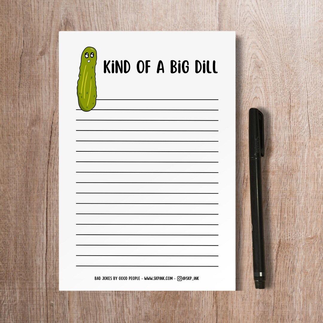 Funny Pickle Pun Notepad / Kind of a Big Dill / Handmade Notepad / Scratch Pad / Paper ...
