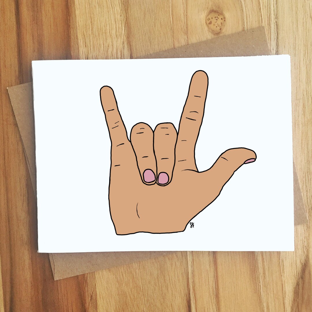 I Love You American Sign Language Greeting Card / ASL / Thinking of You ...