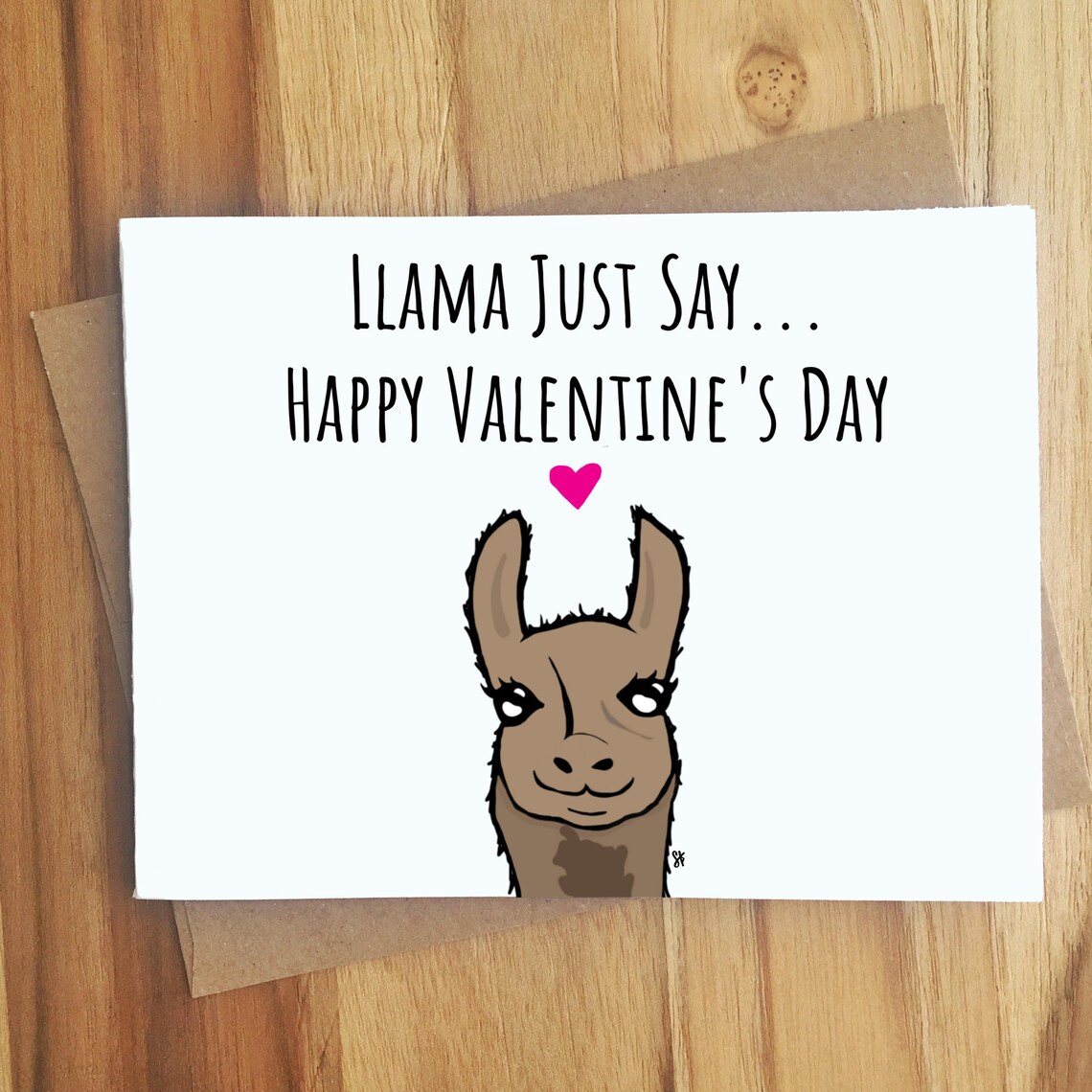 Llama Just Say Happy Valentine's Day Llama Card / Handmade | Etsy