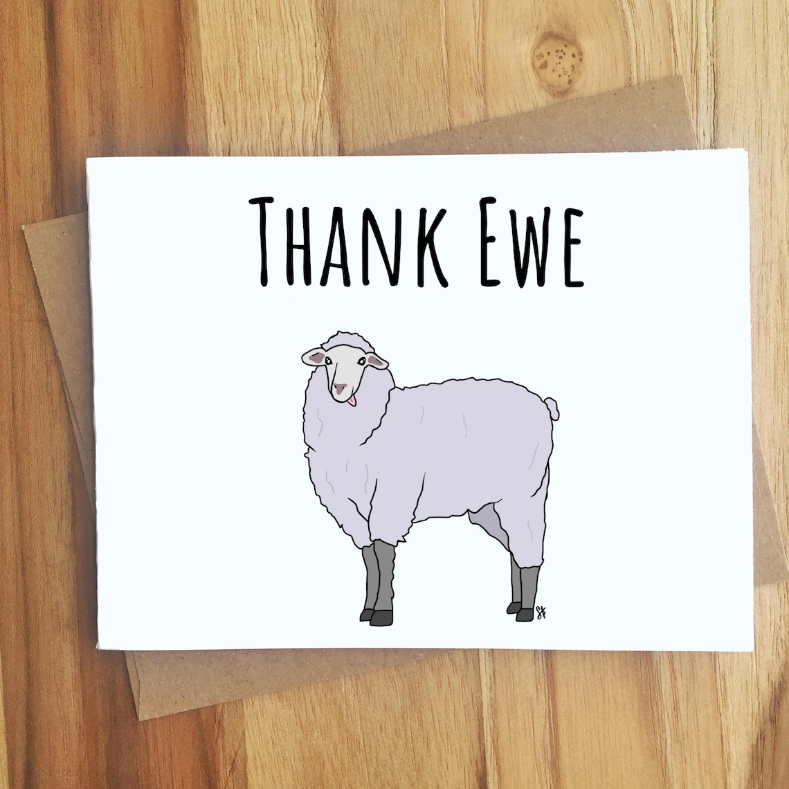 Thank Ewe Sheep Pun Greeting Card / Thank You Note Letter / | Etsy