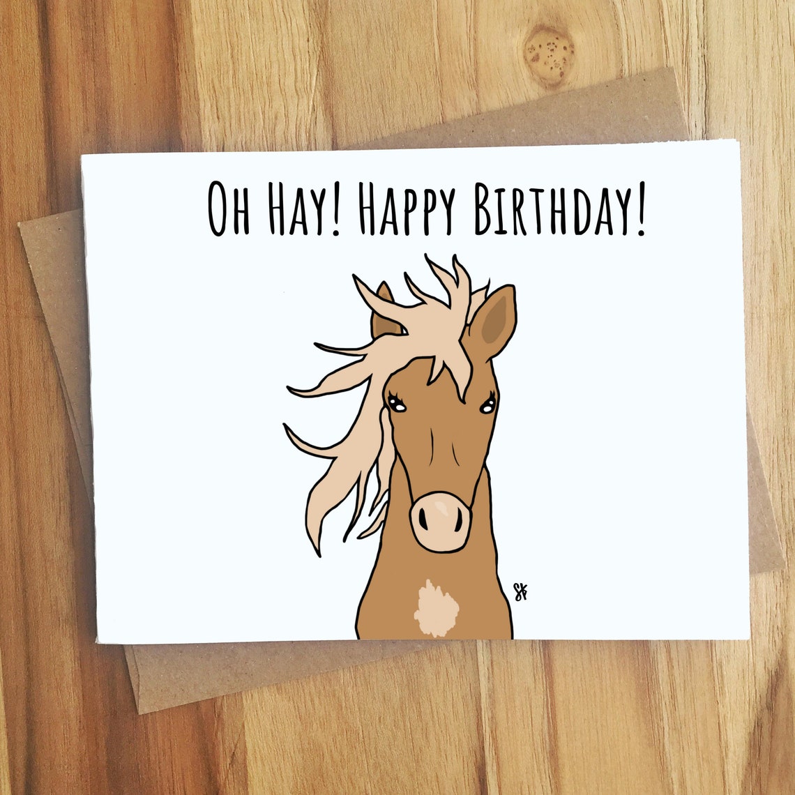 Oh Hay Happy Birthday Horse Pun Greeting Card / Handmade | Etsy