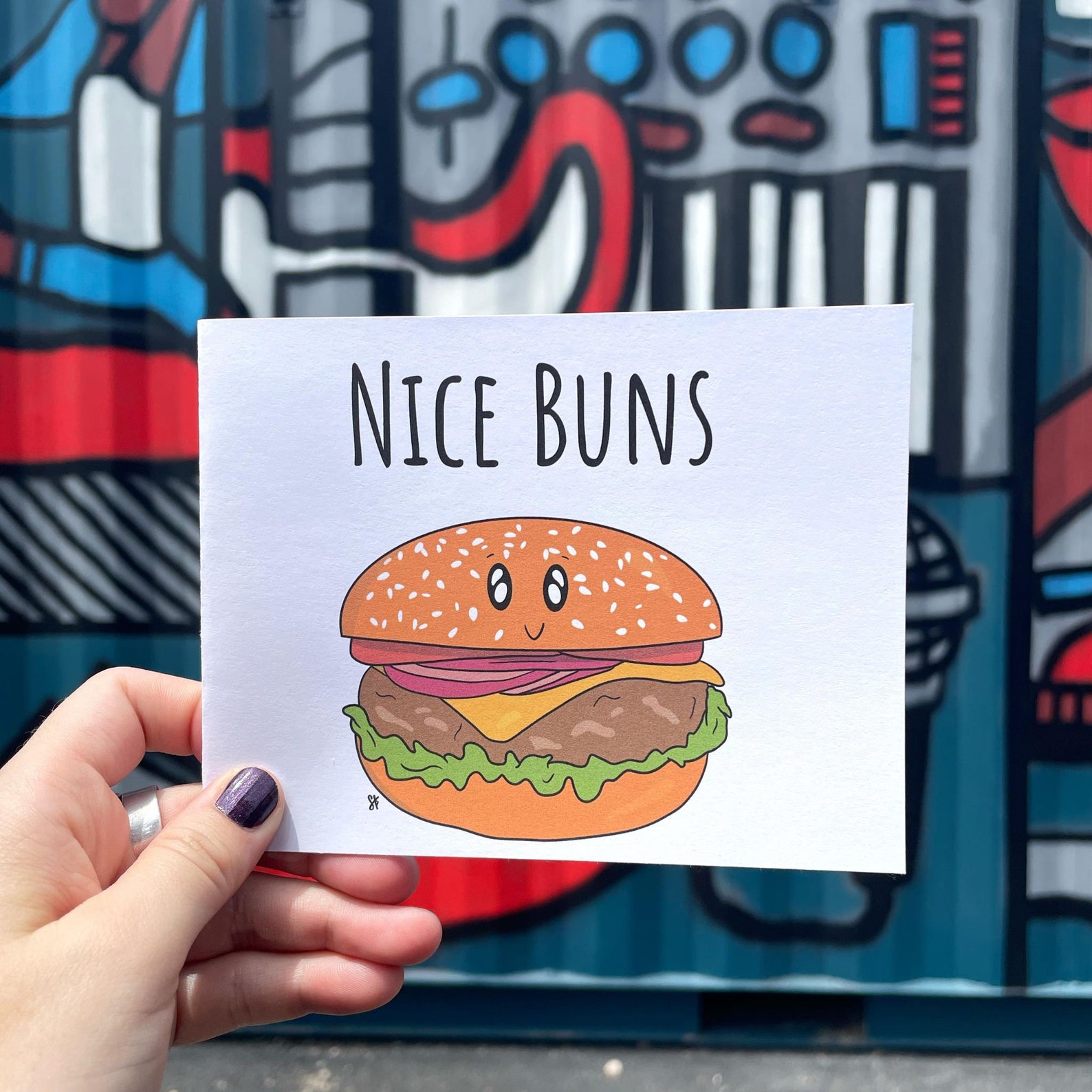 Nice Buns Burger Pun Greeting Card / Handmade Gift / Love Anniversary ...