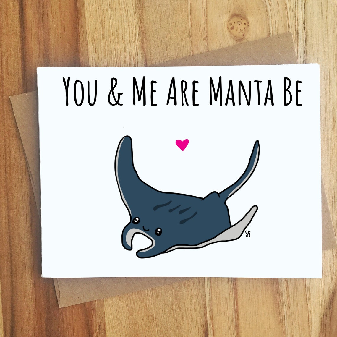 You & Me Are Manta Be Manta Ray Pun Greeting Card / Handmade Gift ...