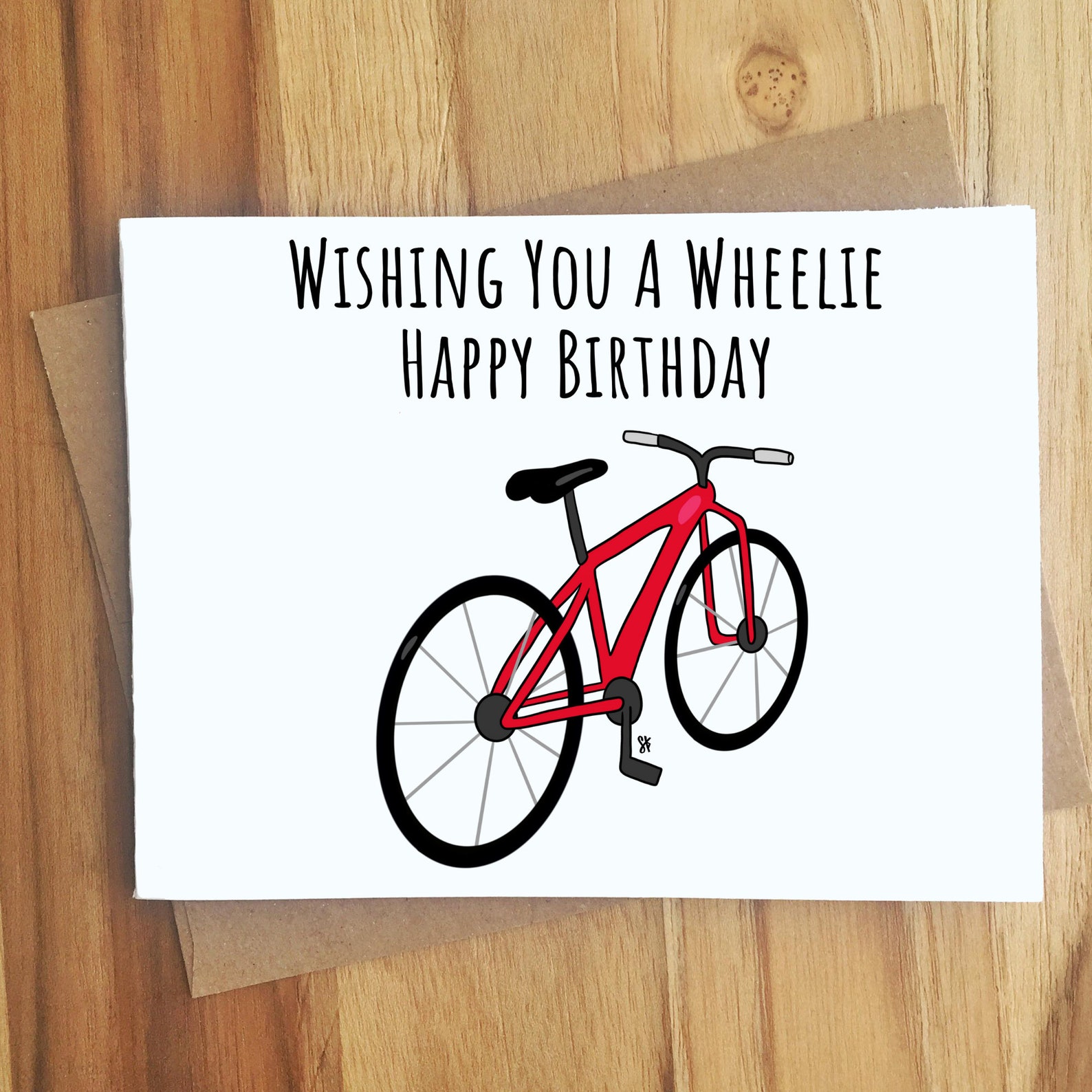Wishing You A Wheelie Happy Birthday Bike Pun Greeting Card / - Etsy