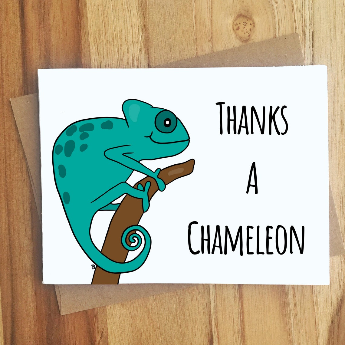 Thanks A Chameleon Pun Greeting Card / Thank You Note Letter / | Etsy