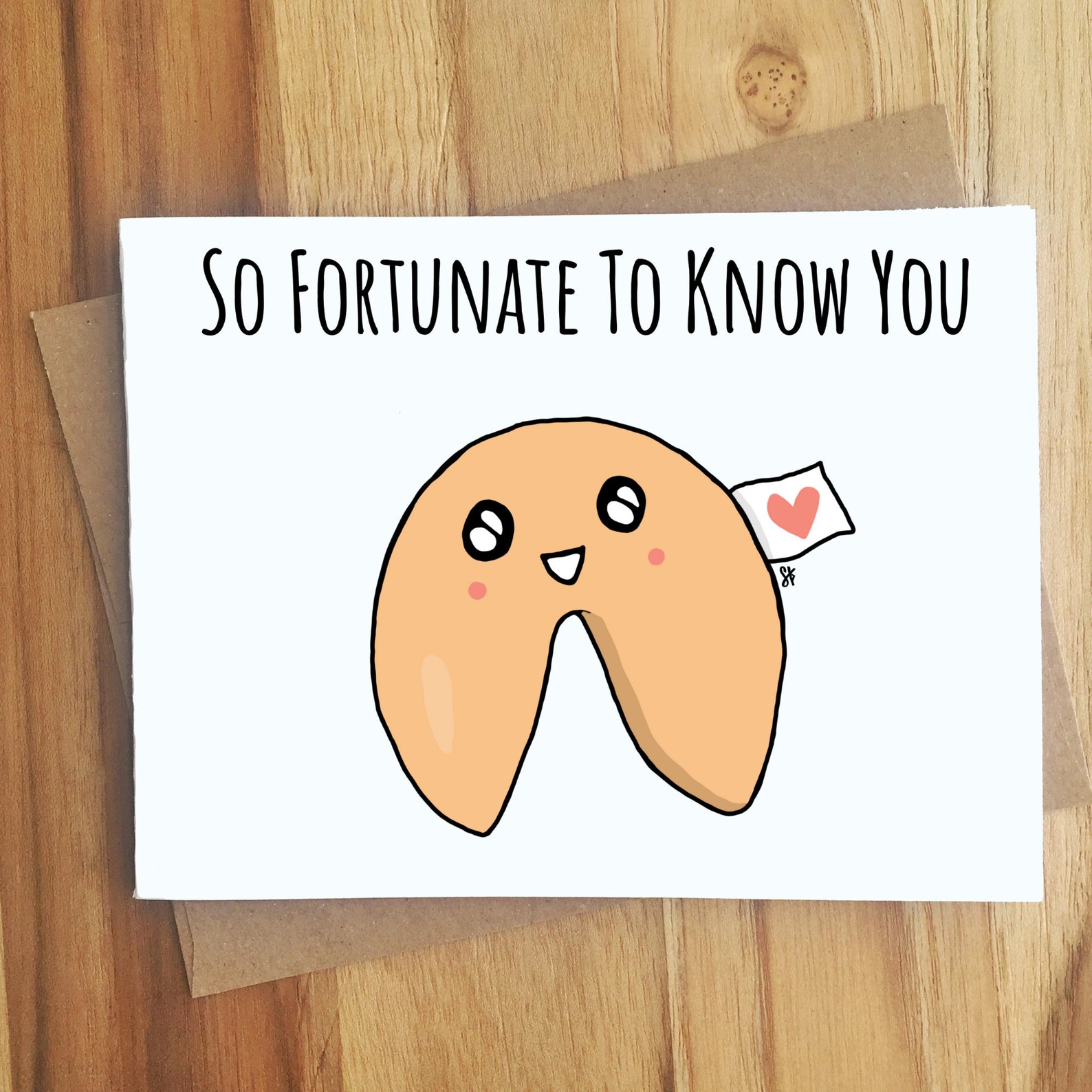 So Fortunate to Know You Fortune Cookie Pun Greeting Card / | Etsy