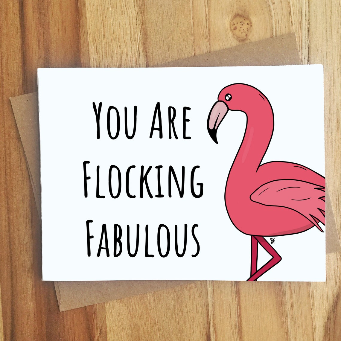 You Are Flocking Fabulous Flamingo Pun Greeting Card / Play on - Etsy