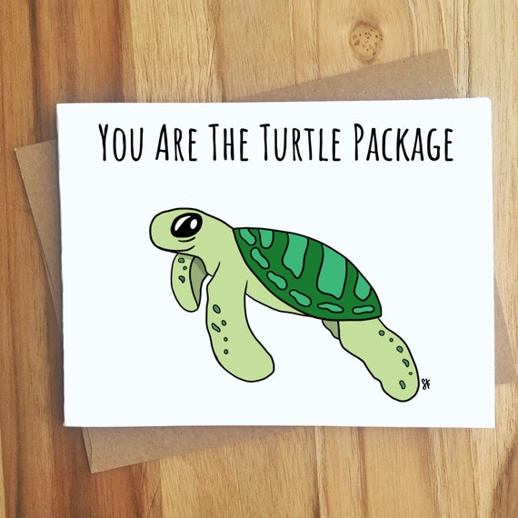 You Are the Turtle Package Turtle Pun Greeting Card / Handmade | Etsy