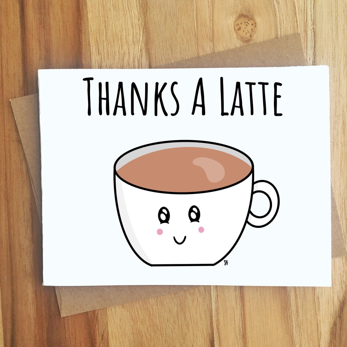 Thanks A Latte Coffee Pun Greeting Card / Thank You Note - Etsy
