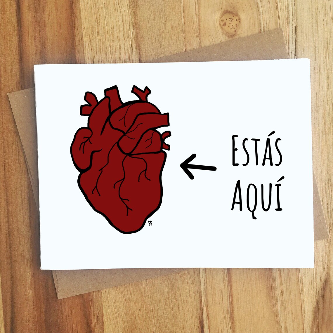 Estás Aquí El Corazón Heart Greeting Card / Love Anniversary / | Etsy