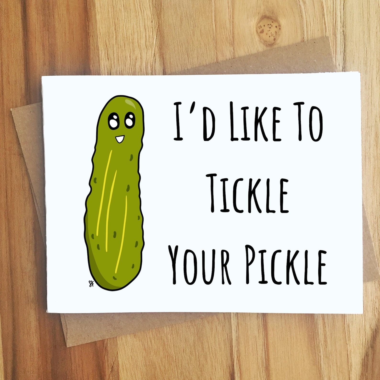 I'd Like to Tickle Your Pickle Pun Greeting Card / - Etsy