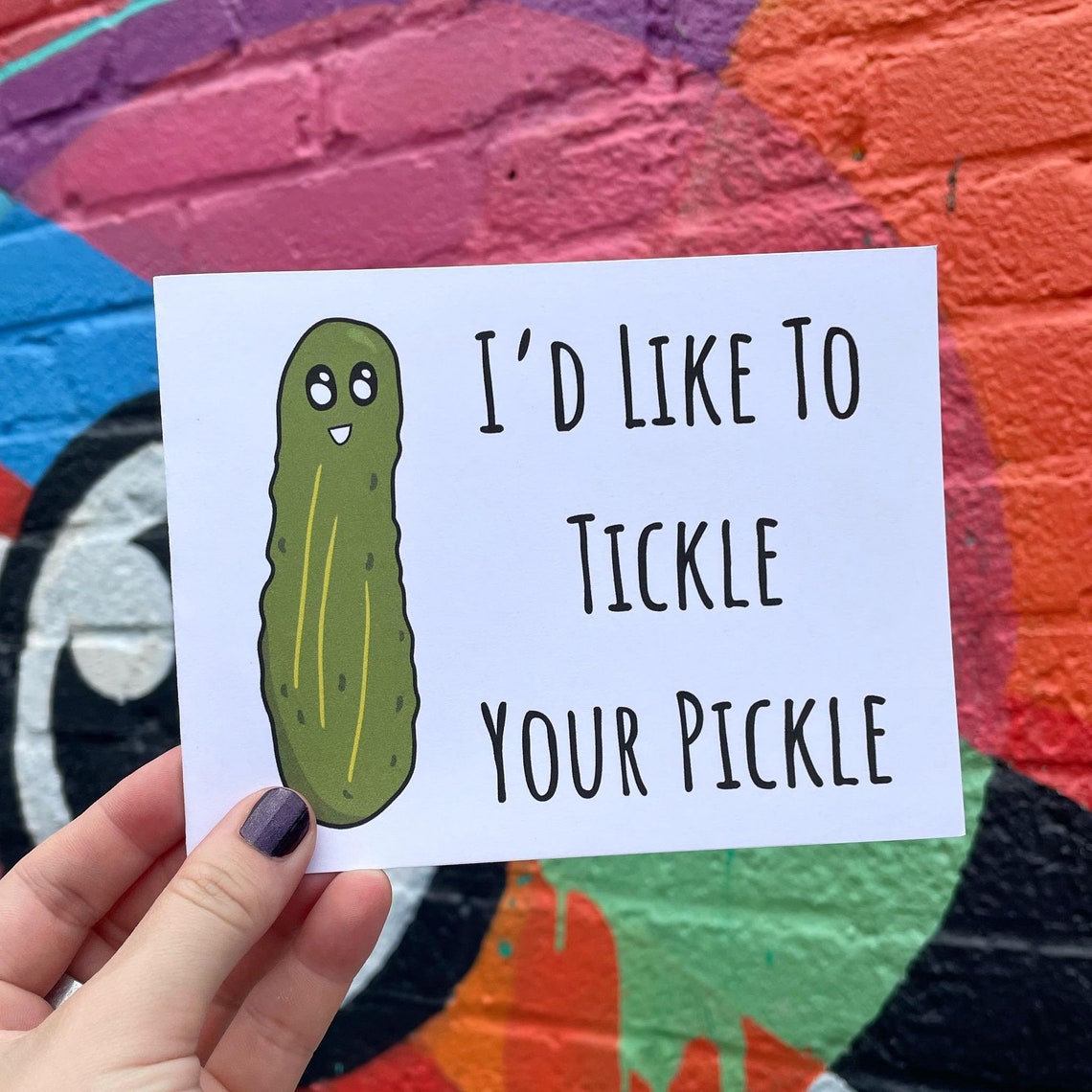 I'd Like to Tickle Your Pickle Pun Greeting Card / - Etsy