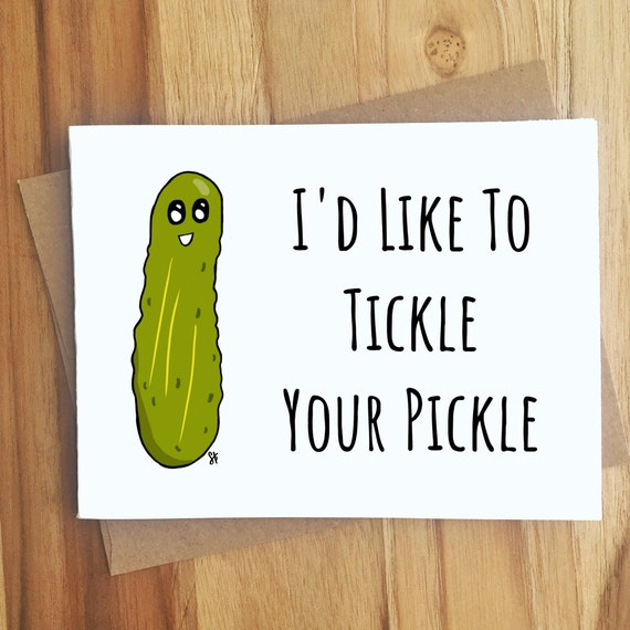 I'd Like To Tickle Your Pickle Pun Greeting Card / | Etsy