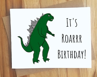 Godzilla Birthday Card | Etsy