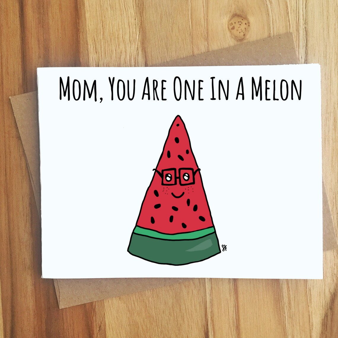 Mom You Are One In a Melon Watermelon Pun Card / Handmade | Etsy
