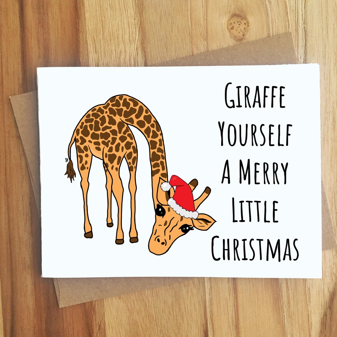 Giraffe Yourself A Merry Little Christmas Card / Handmade Xmas Gift ...