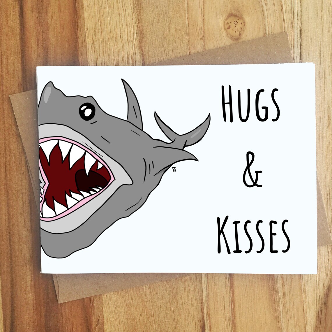Hugs & Kisses Shark Pun Greeting Card / Handmade Gift / Love - Etsy