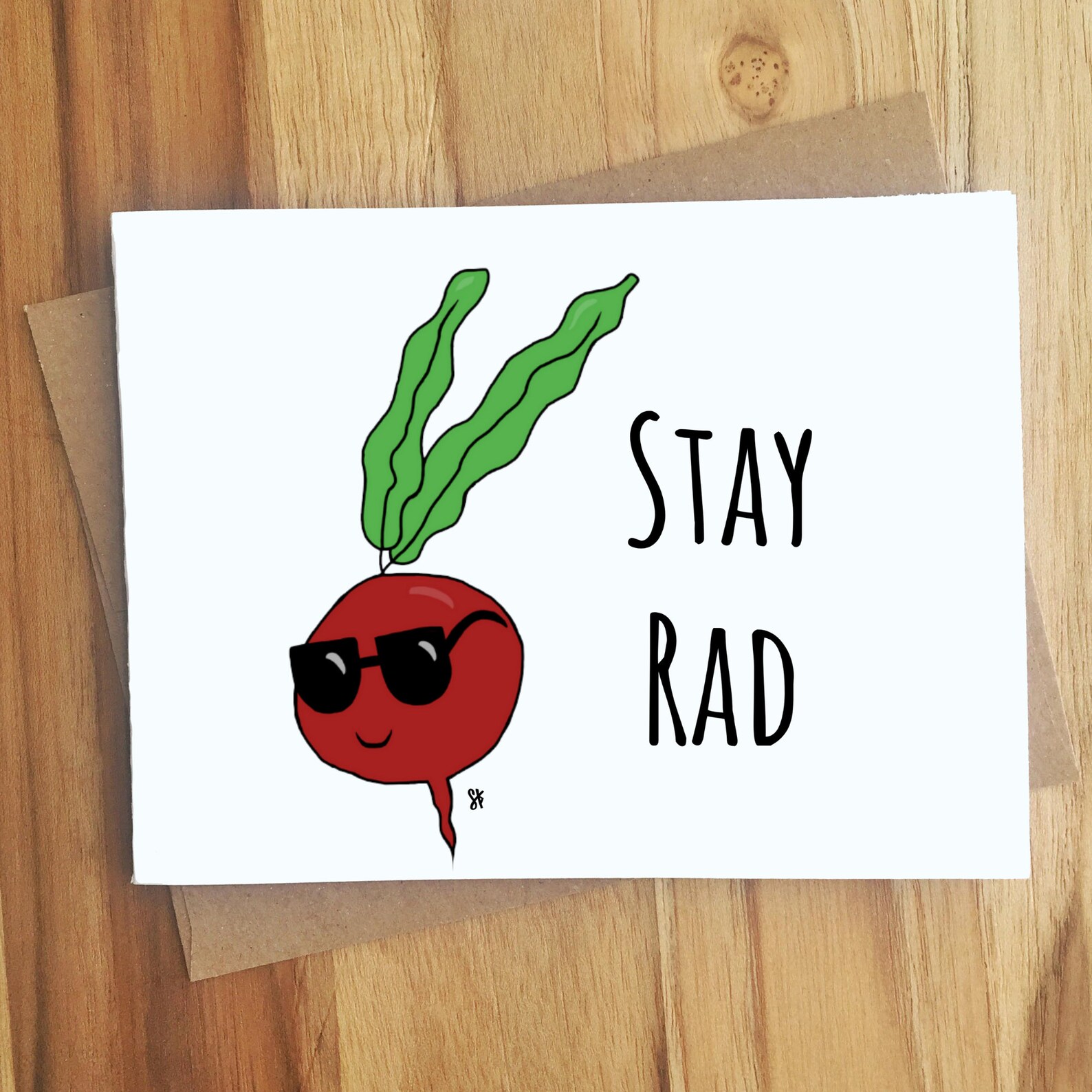 Stay Rad Radish Pun Greeting Card / Play on Words / All | Etsy