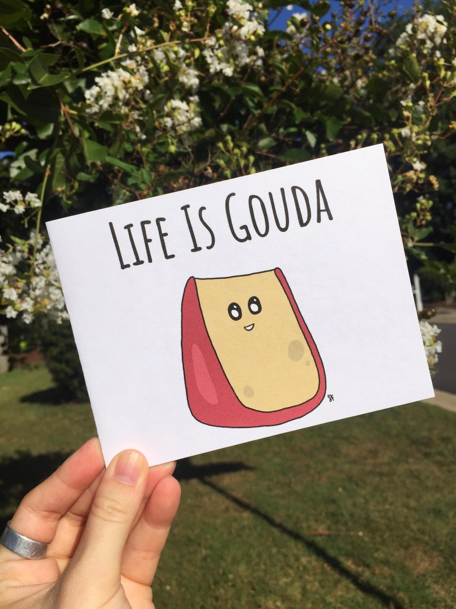 Life is Gouda Cheese Pun Card / Handmade Greeting Card / Play on Words ...