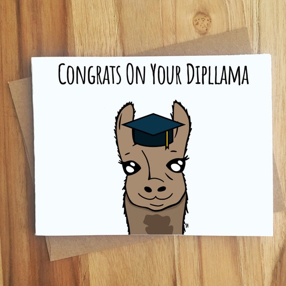 Congrats on Your Dipllama Llama Graduation Pun Card / - Etsy
