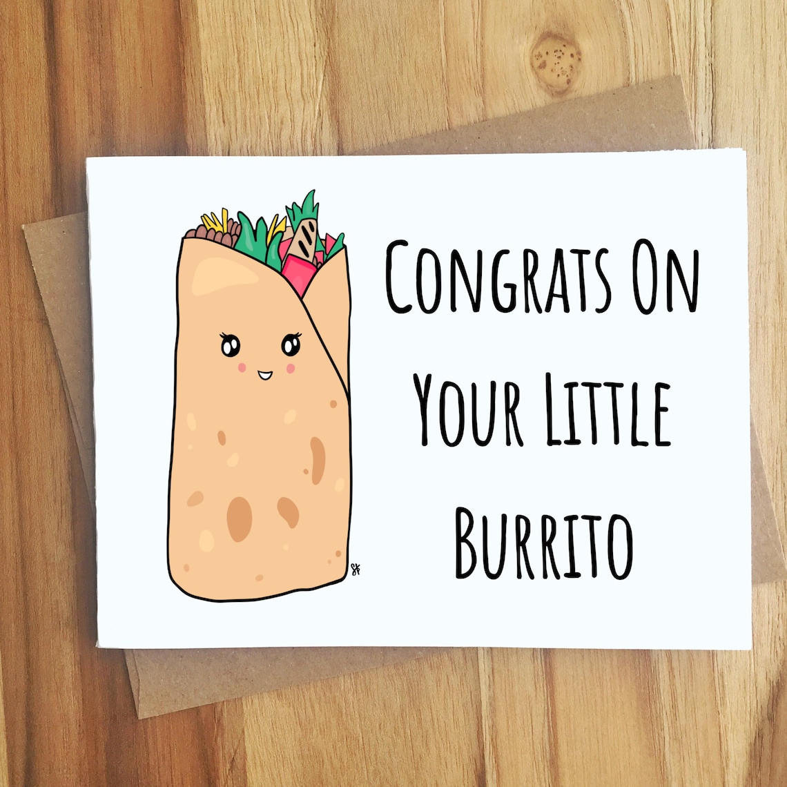 Congrats on Your Little Burrito Greeting Card / Handmade Baby Shower ...