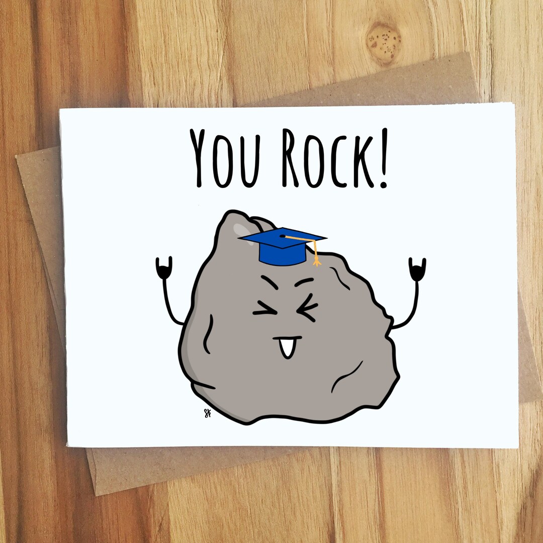 You Rock Graduation Pun Card / Celebrate / Congrats Graduation / Punny ...