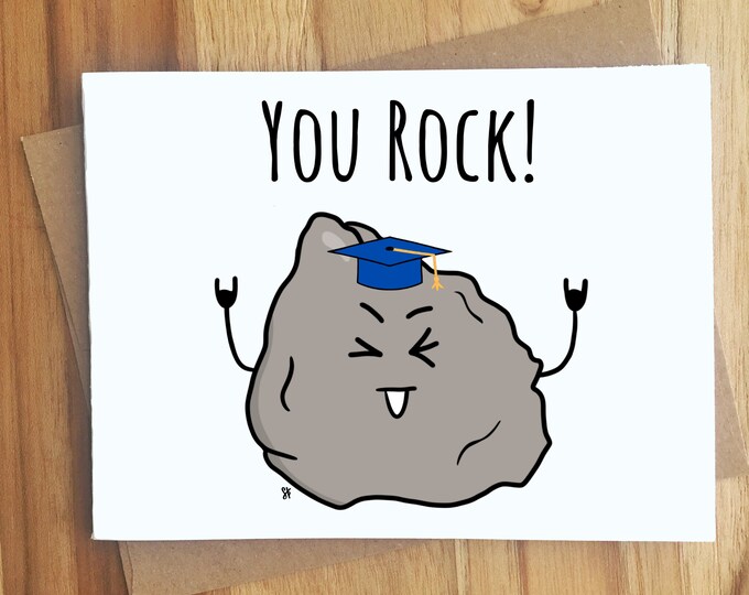You Rock Graduation Pun Card / Celebrate / Congrats Graduation / Punny ...