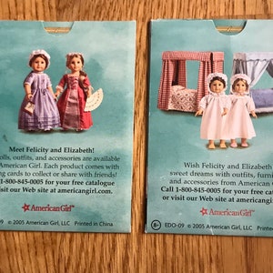 American Girl Felicity and Elizabeth Trading Cards for Missing or ...