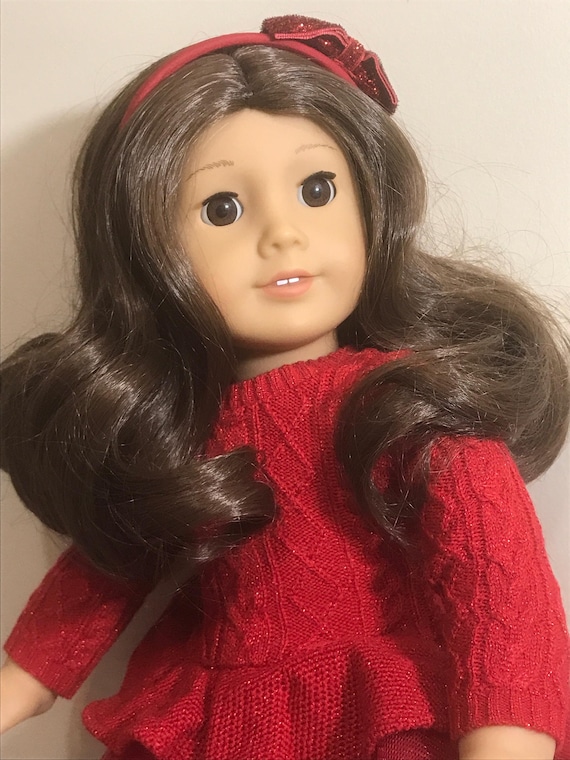 American Girl Customized Doll Gorgeous New High Quality Wig AG Something Navy Crimson Sparkle Sweater Dress Ready to Play or Display Etsy Canada