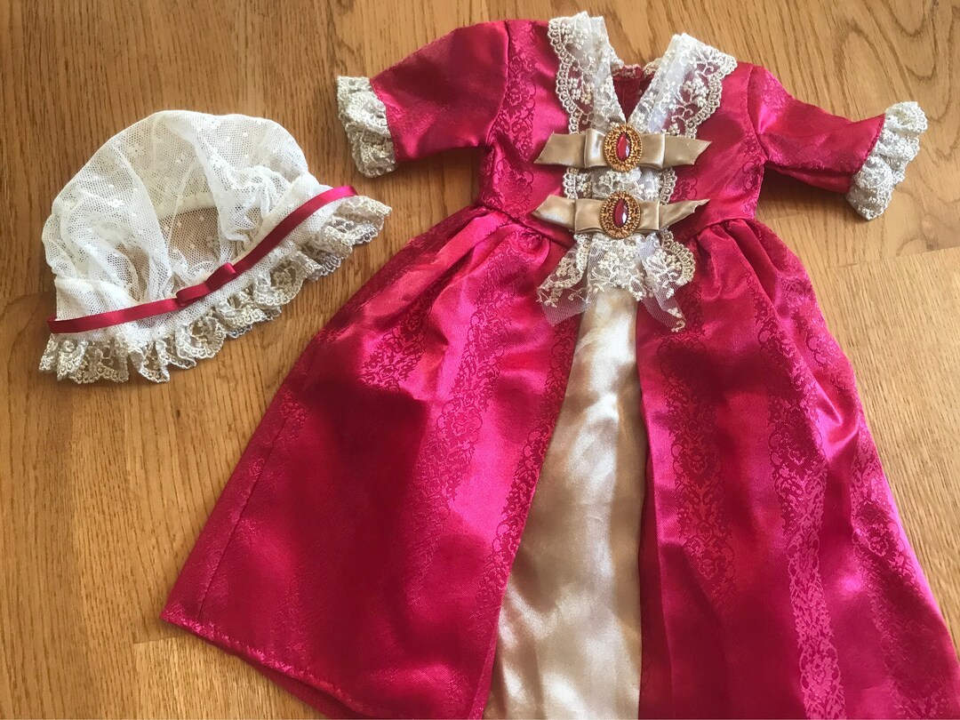 American Girl Felicity's Gala Gown With Mob Cap Berry Brocade With ...
