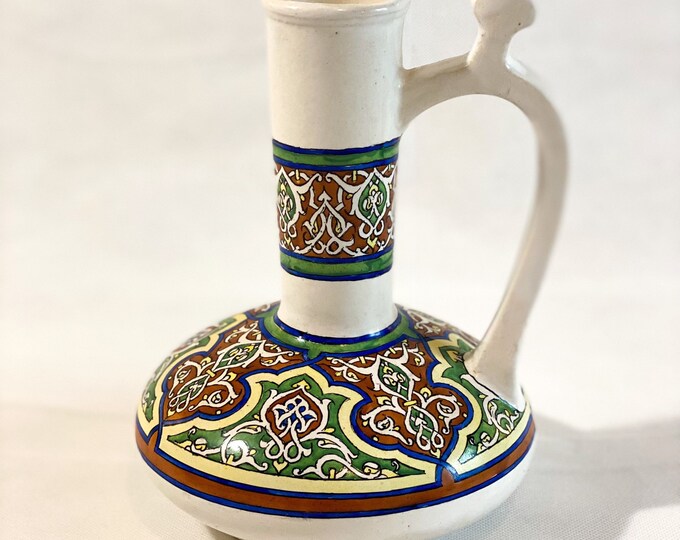 Vintage Hand Painted Sornaga Egyptian Folk Art Pottery Ceramic Decanter ...