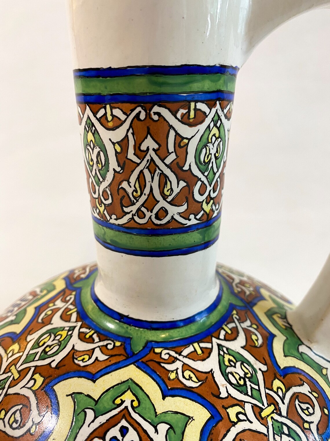 Vintage Hand Painted Sornaga Egyptian Folk Art Pottery Ceramic Decanter ...