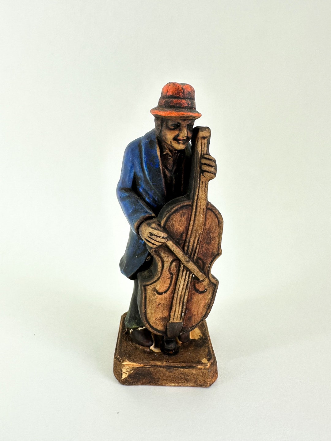 Vintage Man Playing Cello Ceramic Figurine Collectible Made in Occupied ...