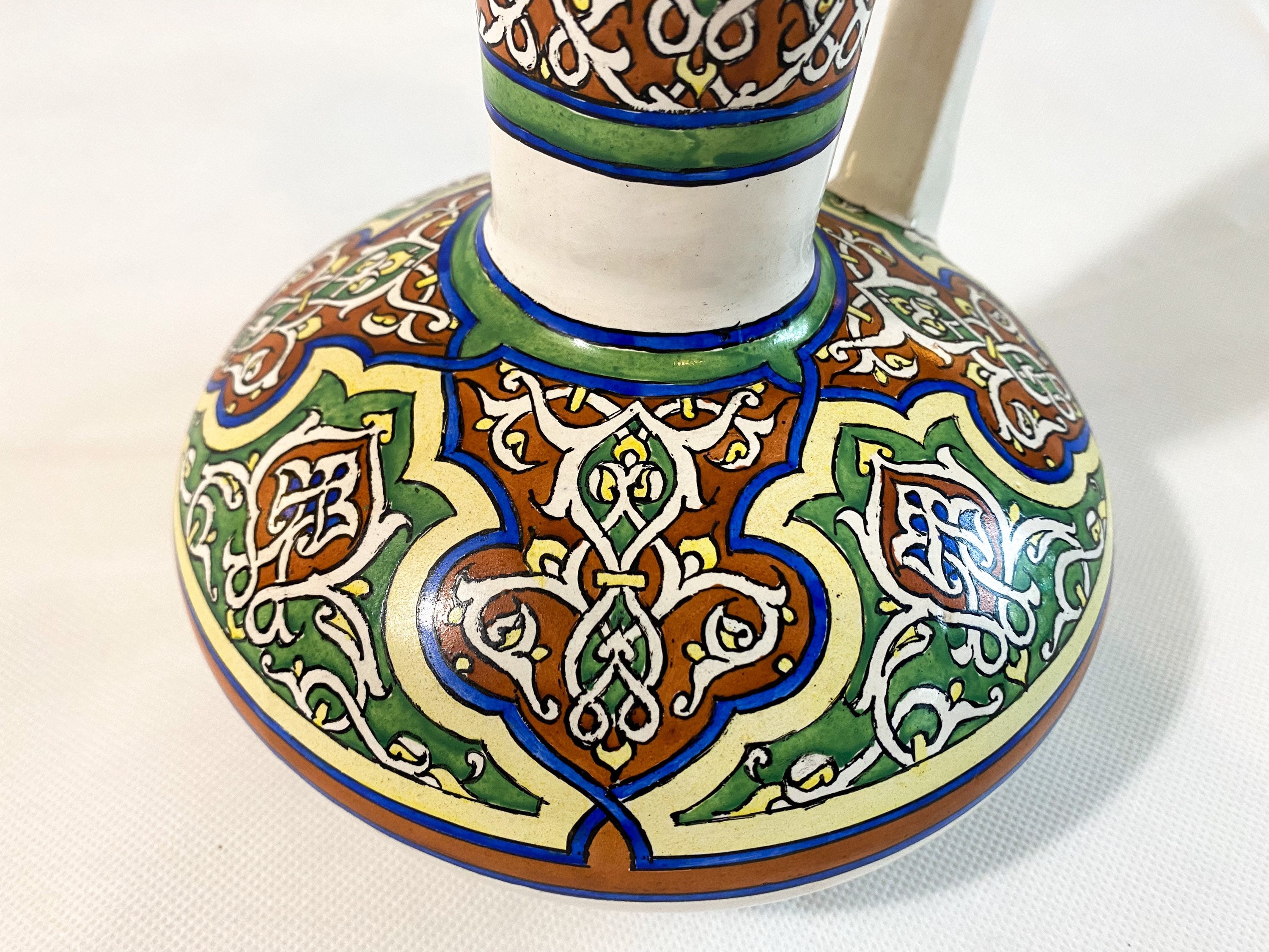Vintage Hand Painted Sornaga Egyptian Folk Art Pottery Ceramic Decanter ...
