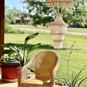 Large Vintage Handmade Cowrie Shell and Puka Shell Chandelier 45" - Etsy