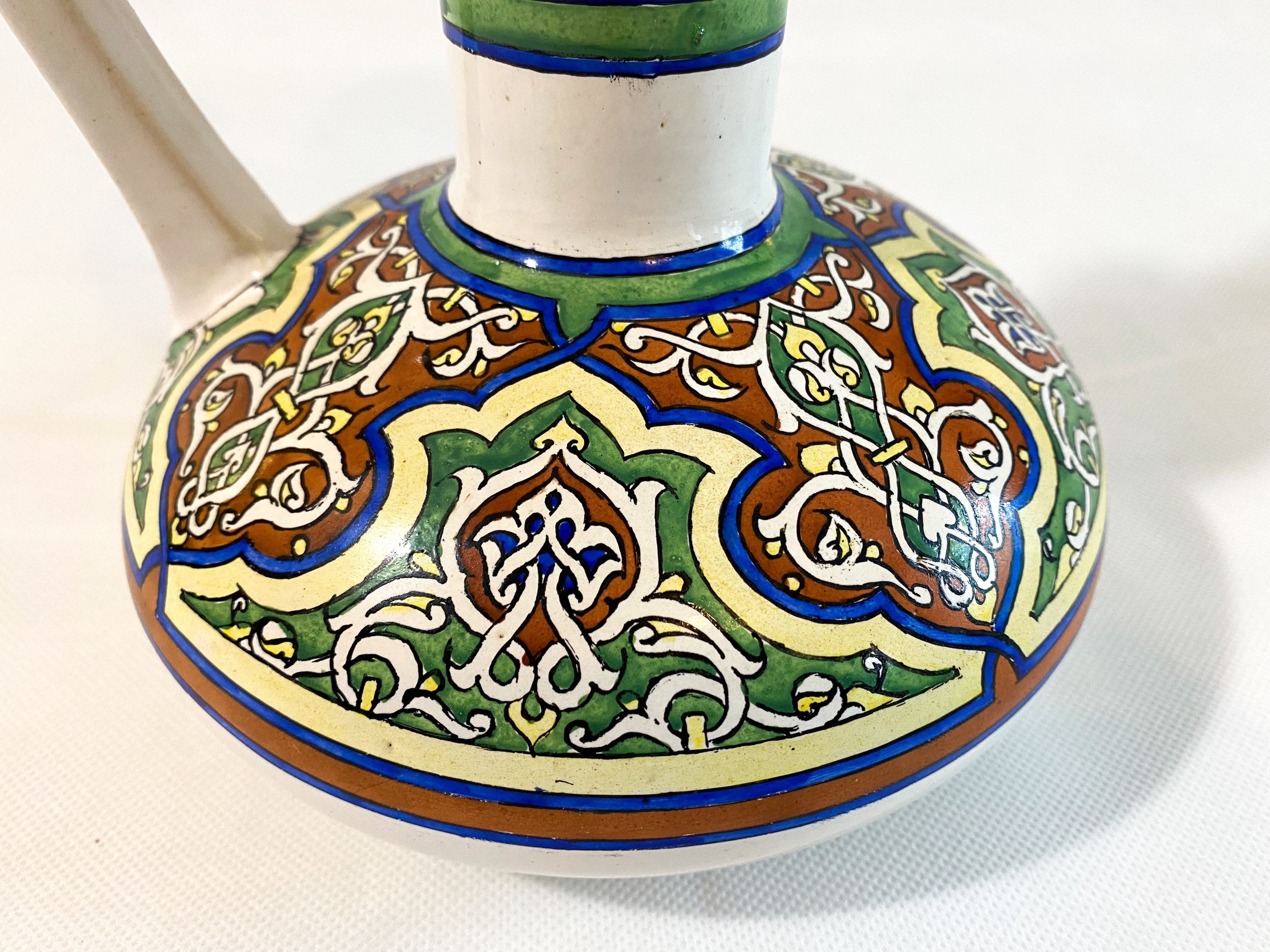 Vintage Hand Painted Sornaga Egyptian Folk Art Pottery Ceramic Decanter ...