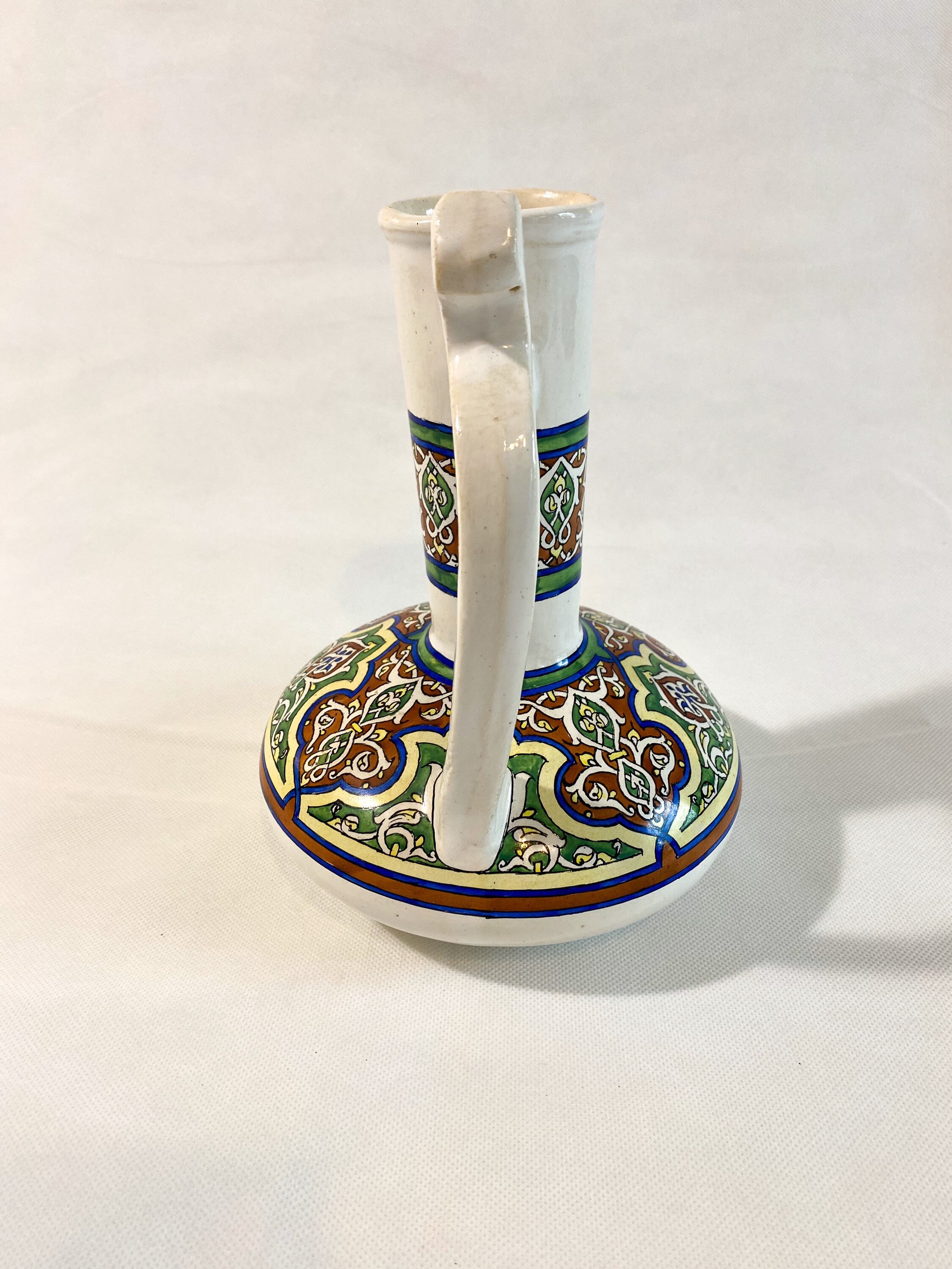 Vintage Hand Painted Sornaga Egyptian Folk Art Pottery Ceramic Decanter ...