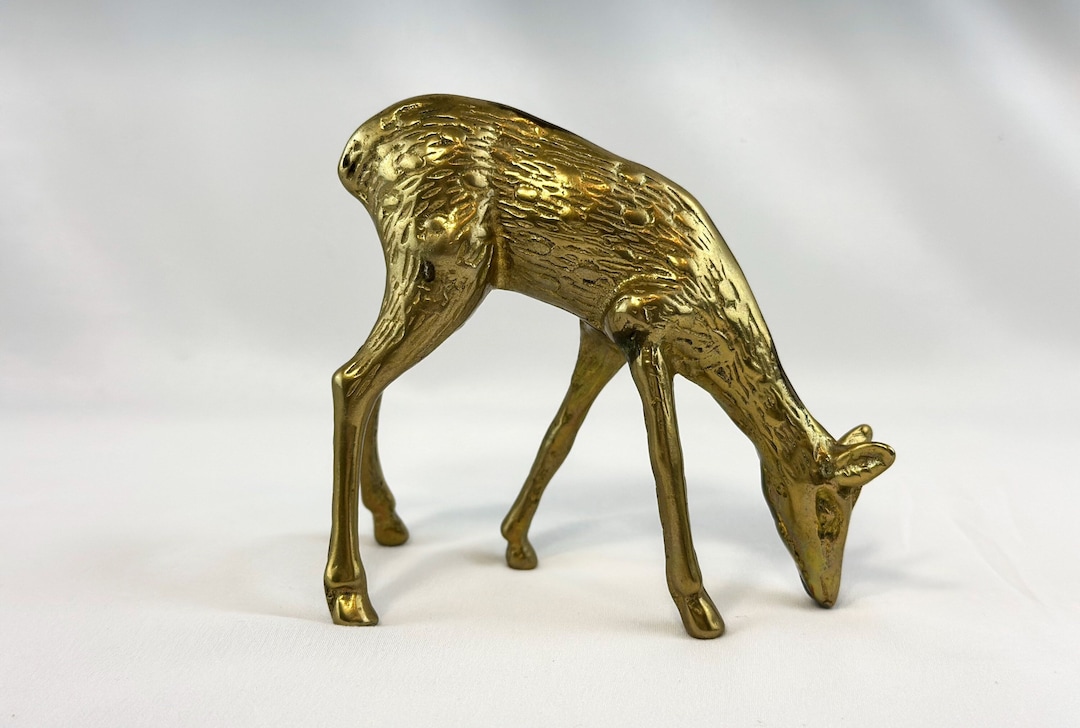 Vintage Mid-century Brass Doe Deer Statue/ Figurine - Etsy