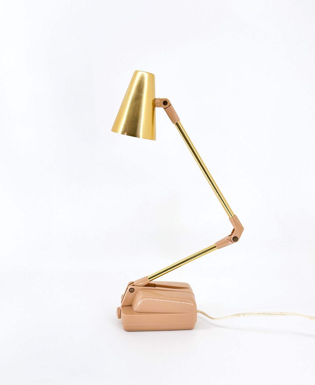 Mid-century Tensor Style Articulating Desk Lamp Pink and Gold Bernardi ...