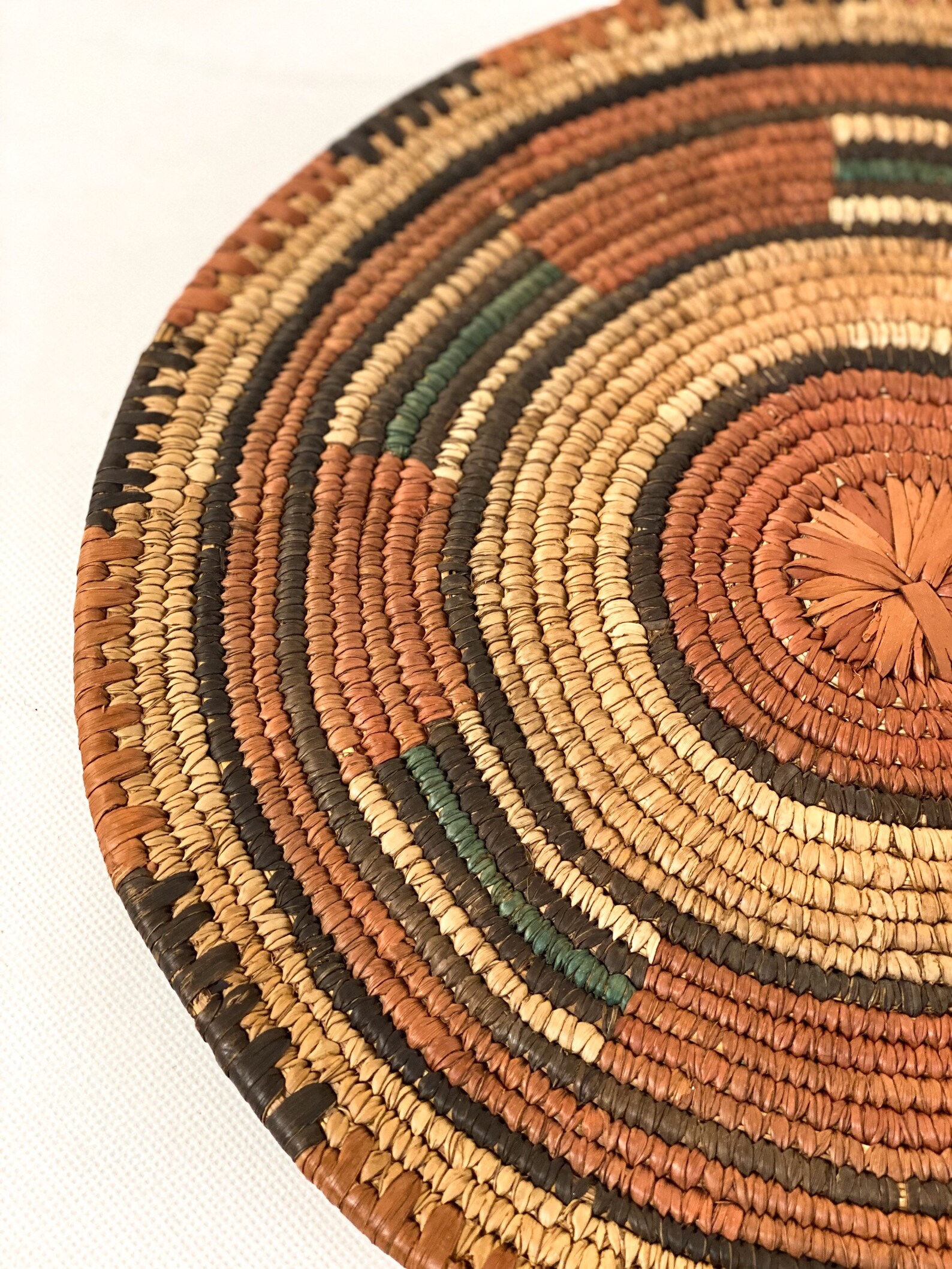 Vintage African Coil Weave Woven Flat Plate Basket Hausa | Etsy